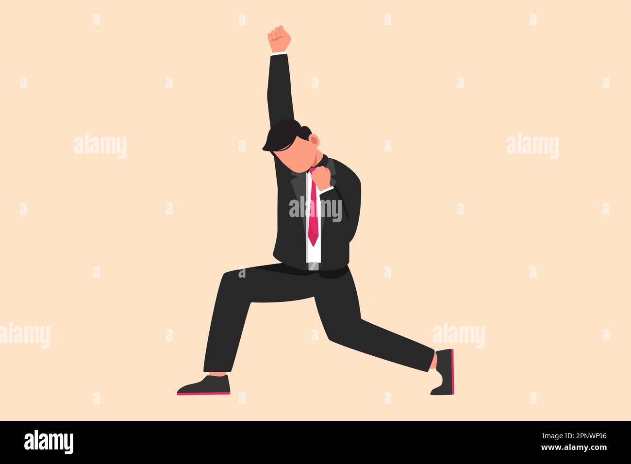 Business flat cartoon style drawing happy businessman standing with ...