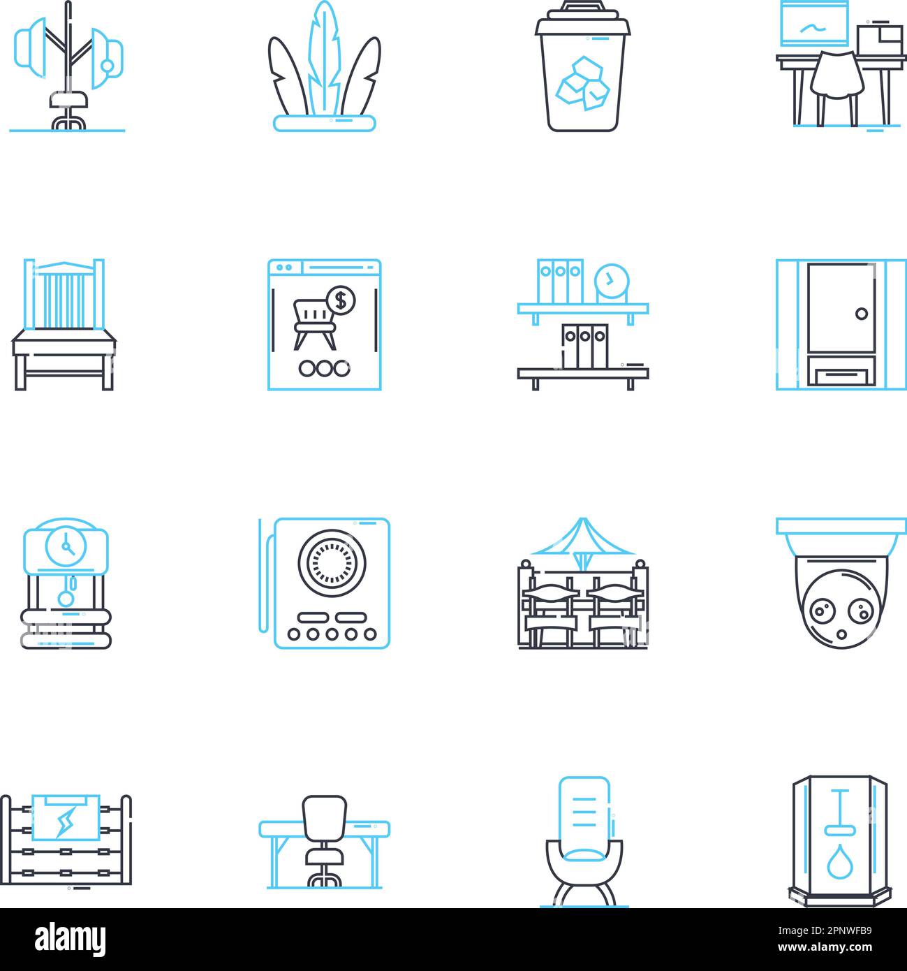 Coffee table linear icons set. wood, glass, metal, modern, rustic ...