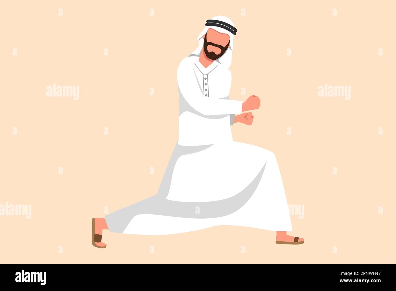 Business design drawing happy Arabian businessman bow with yes gesture ...