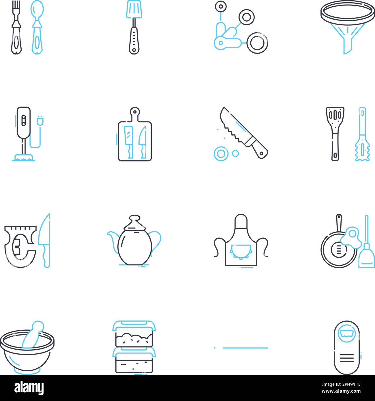 Baker linear icons set. Flour, Dough, Oven, Pastry, Yeast, Bread ...