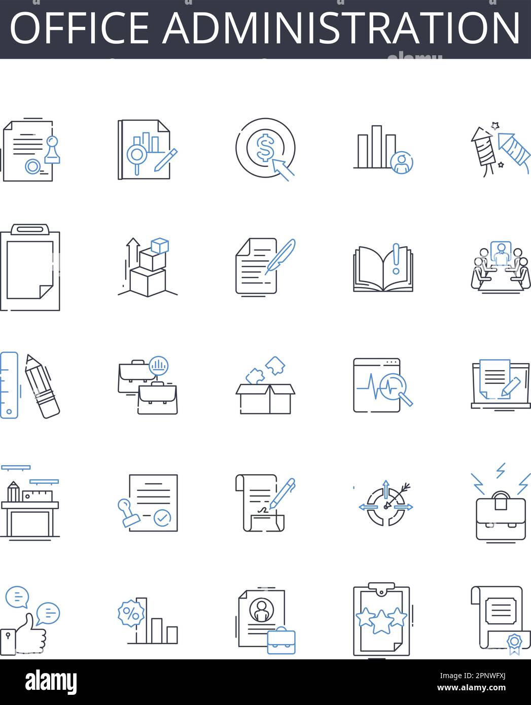 Office administration line icons collection. Velocity, Motion ...