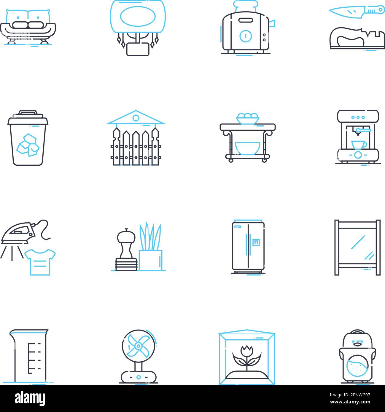 Domesticity linear icons set. Home, Family, Comfort, Routine, Housework ...