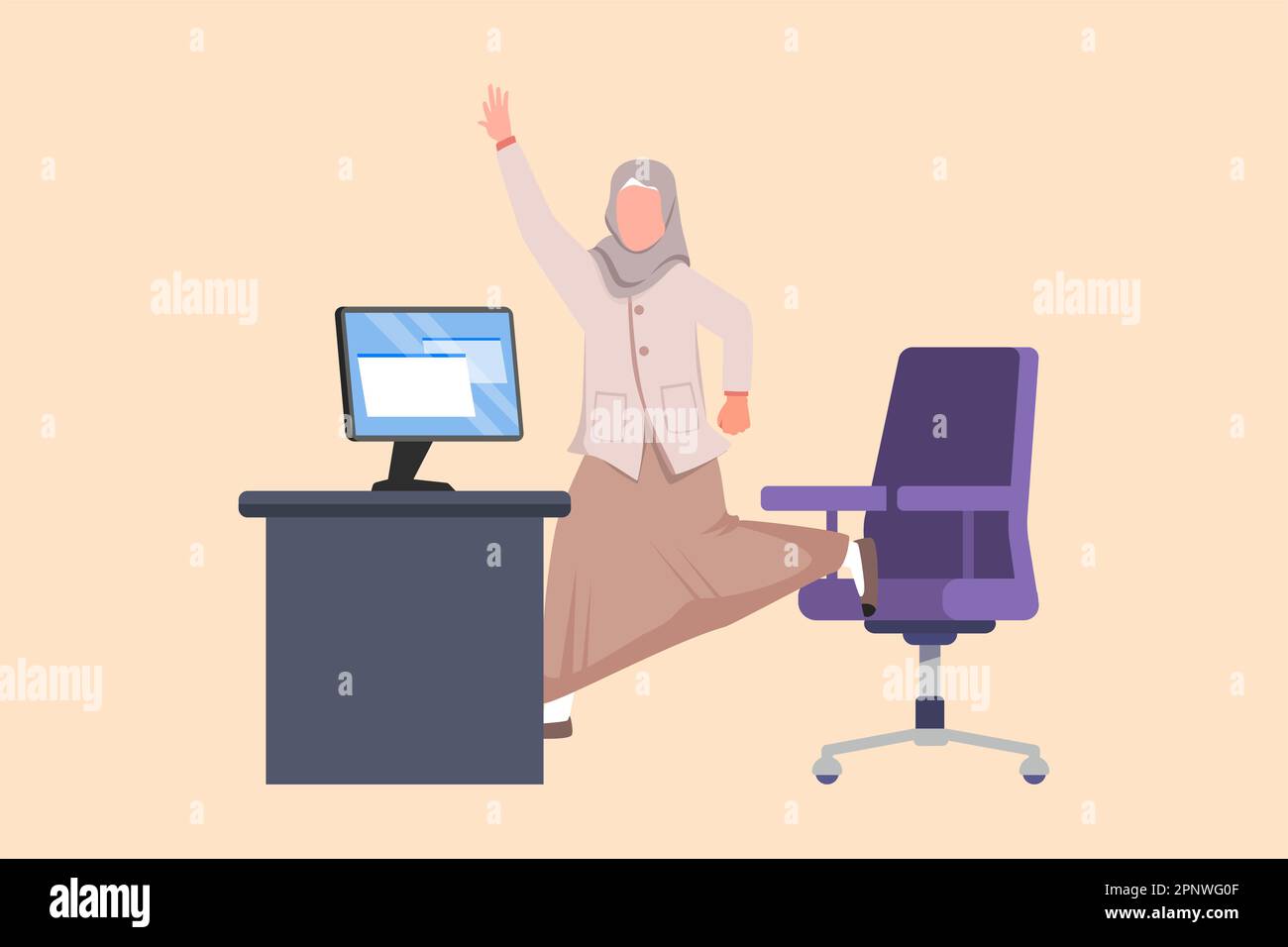 Business design drawing happy Arab businesswoman jumping and dancing on ...