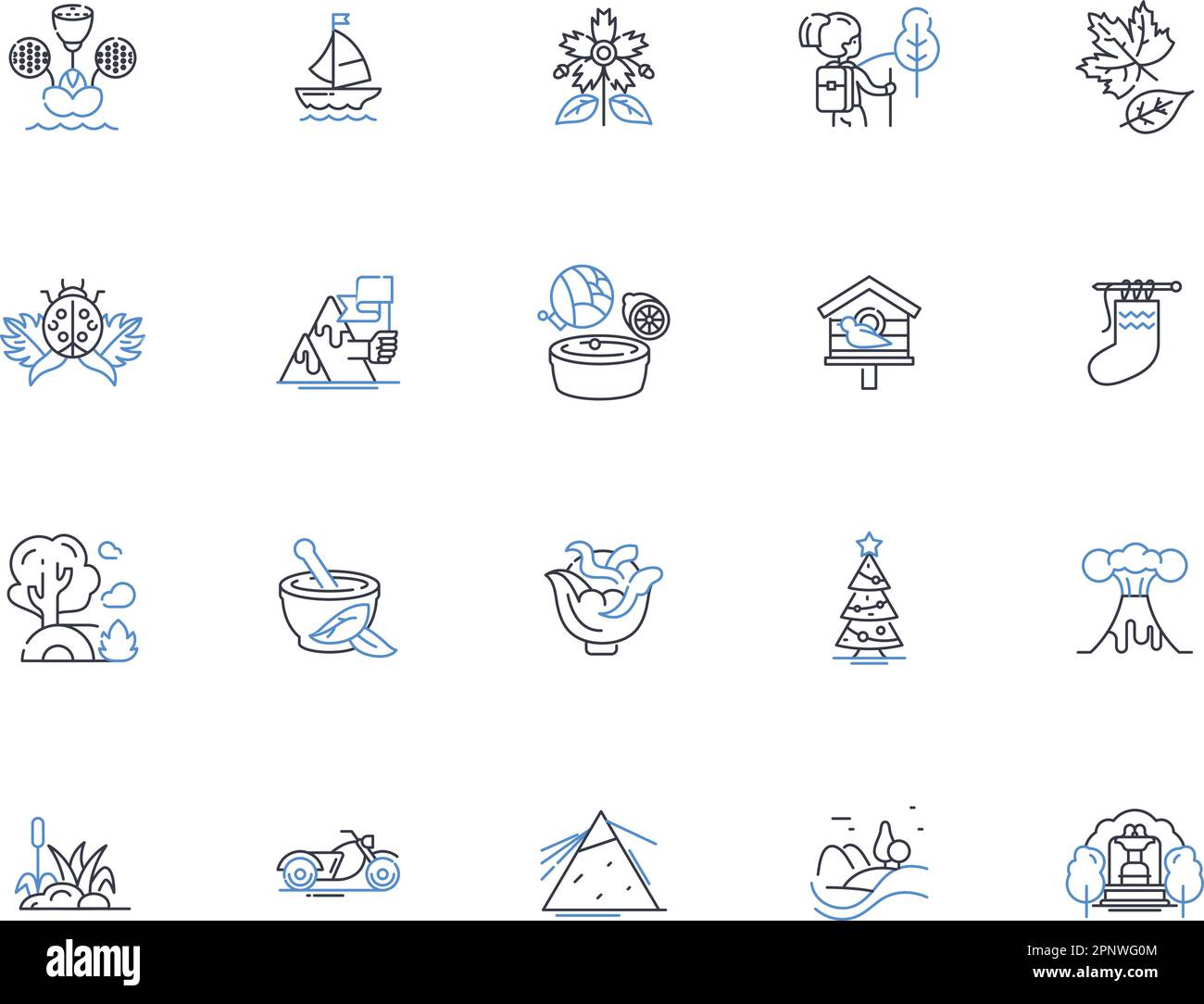 Seasons line icons collection. Winter, Spring, Summer, Fall, Solstice ...