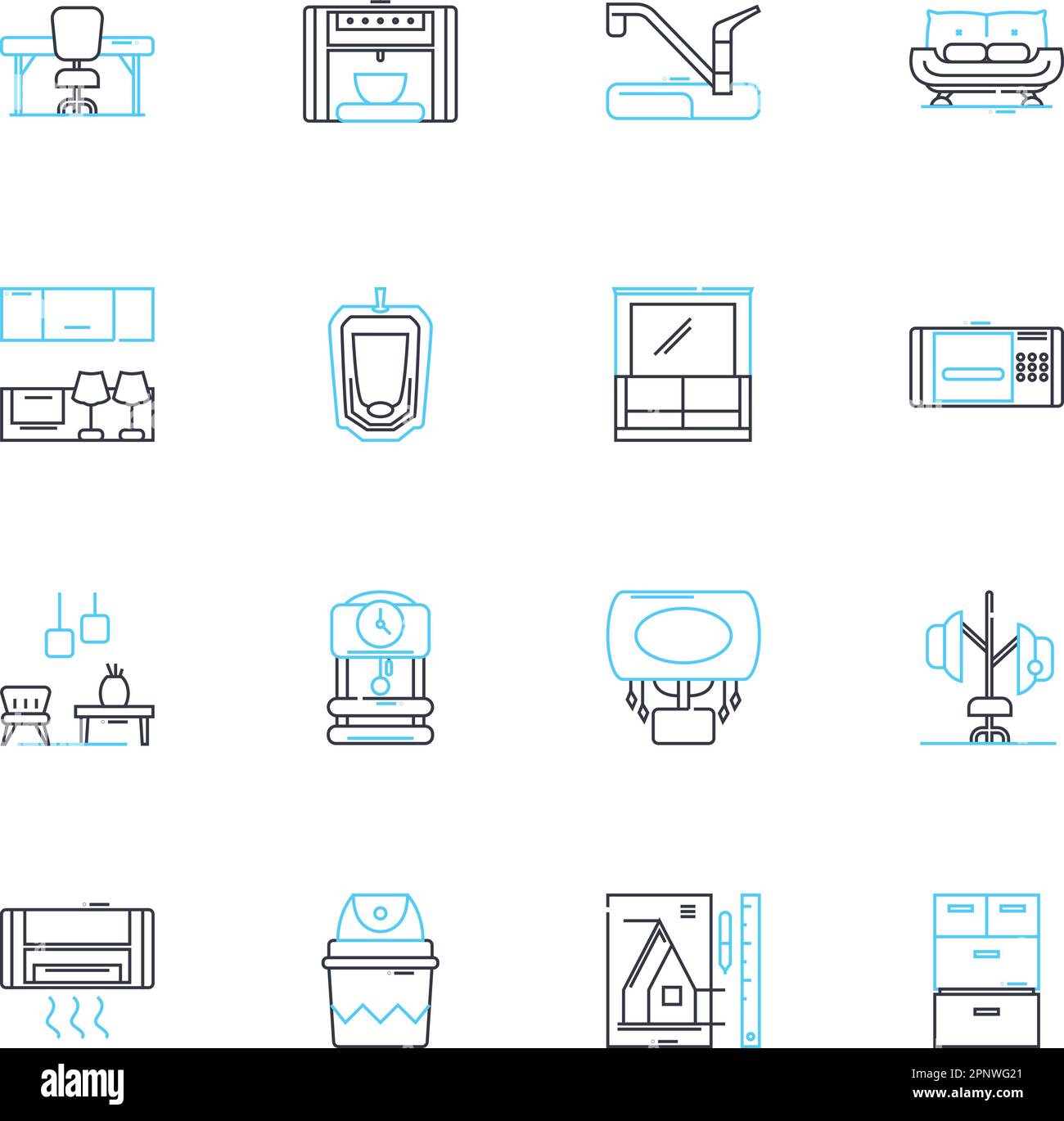 Interior design boutique linear icons set. Aesthetics, Unique ...