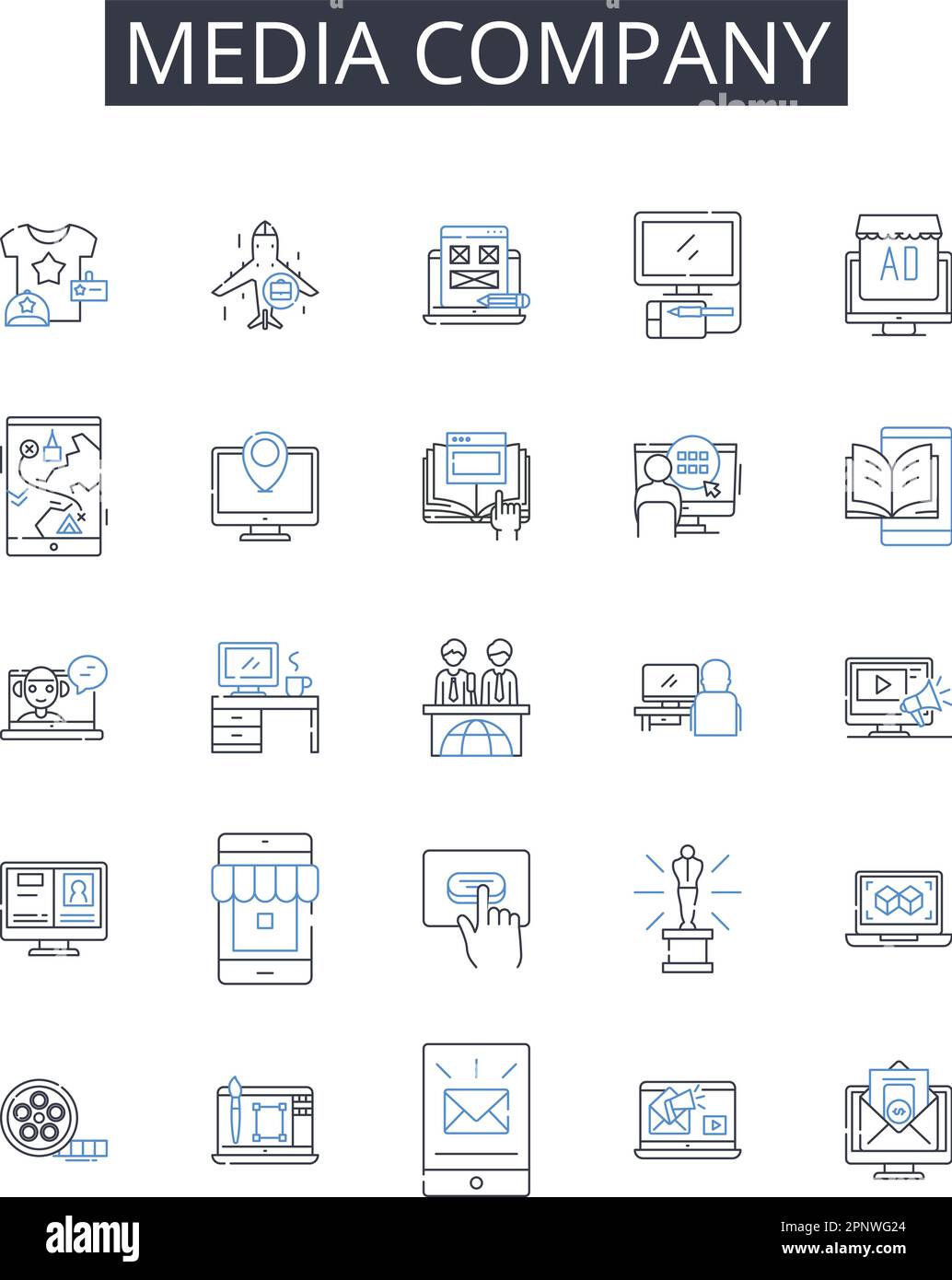 Media company line icons collection. Incorporation, Business, Entity ...