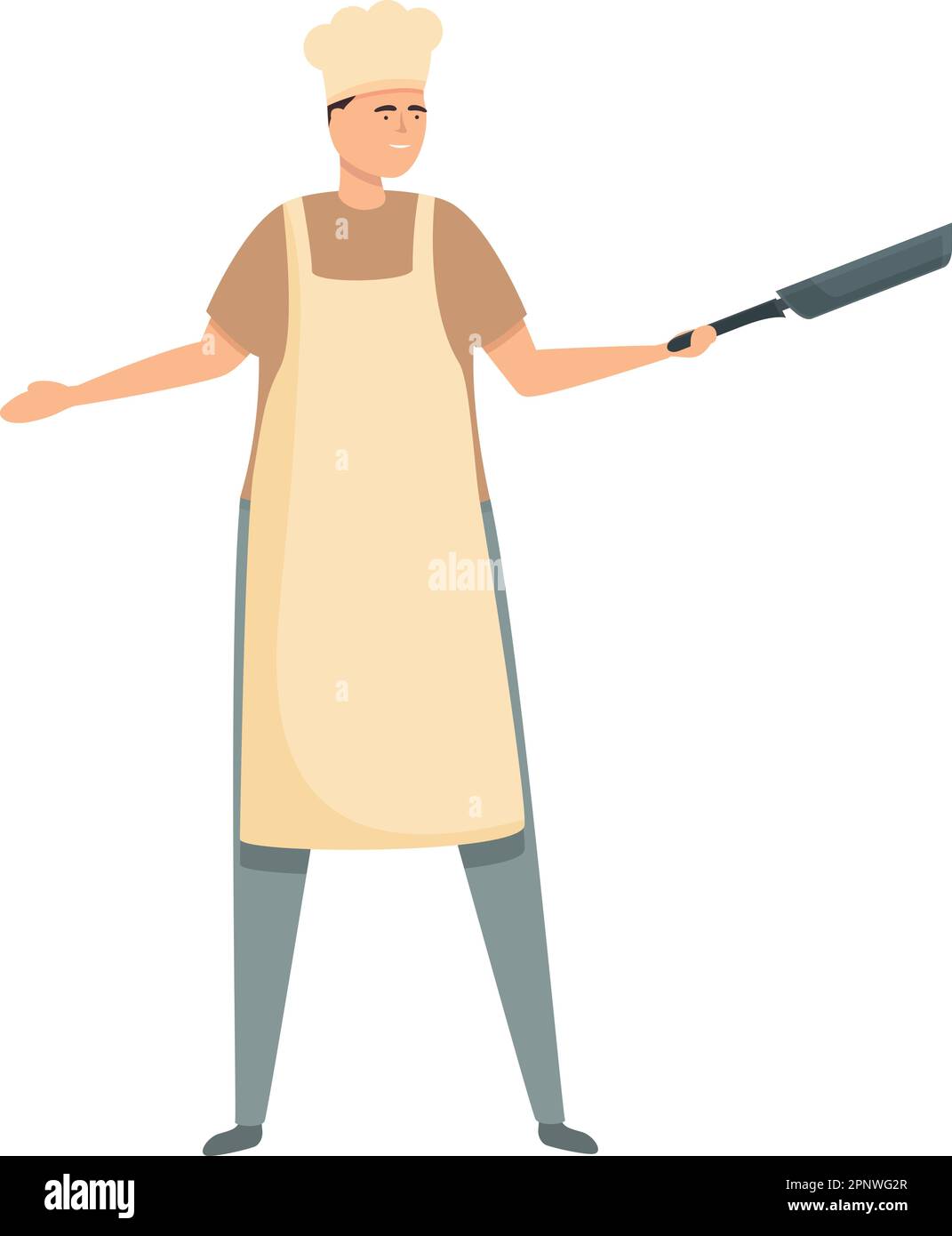 Fry pan cook icon cartoon vector. Woman meal. Eat salad Stock Vector ...