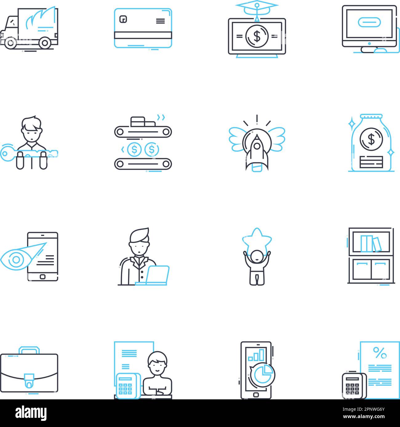 Asset Management Linear Icons Set Investment Portfolio