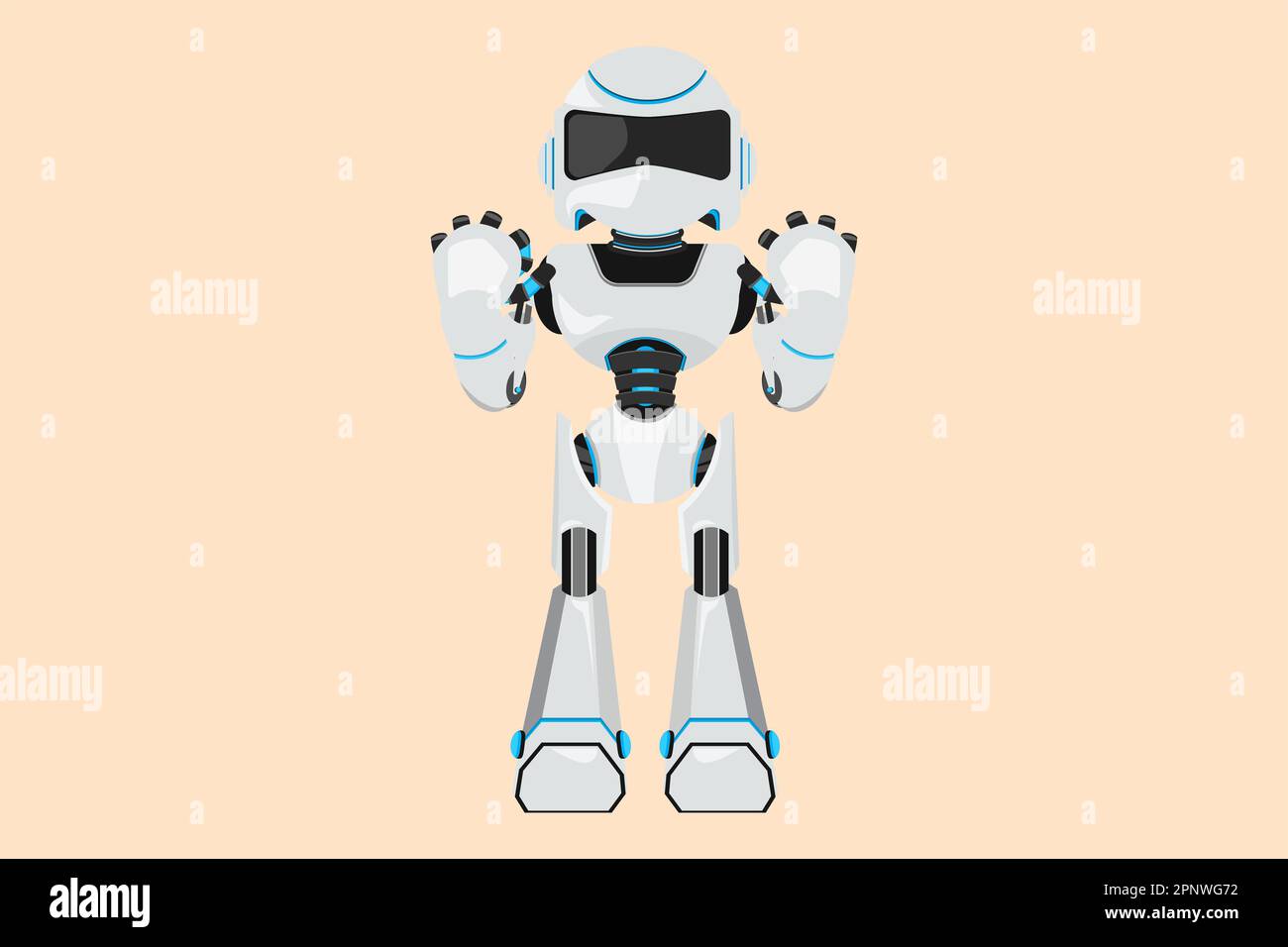 Business design drawing happy robot standing with both hands yes ...