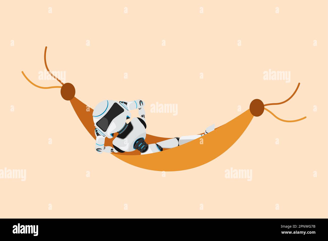Business flat drawing happy robot lying and sleeping in hammock ...