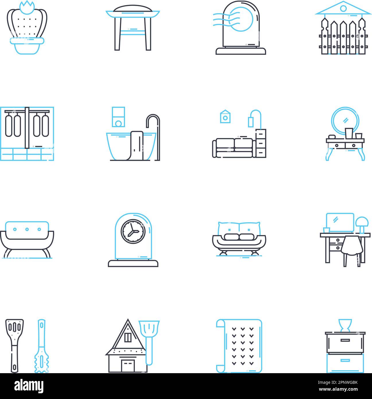 Landscape architecture linear icons set. Design, Environment ...