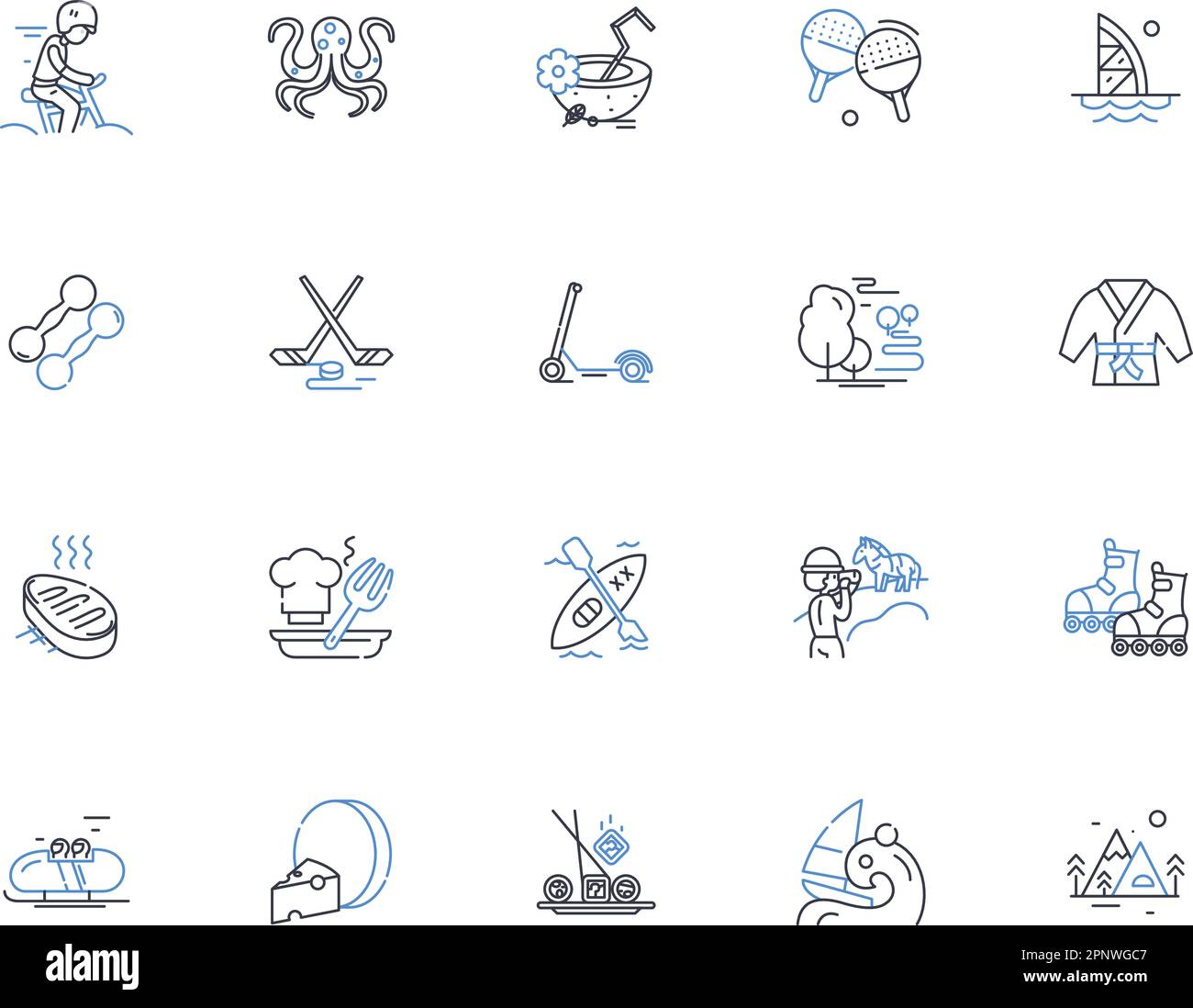 Blissful existence line icons collection. Serenity, Harmony, Euphoria ...
