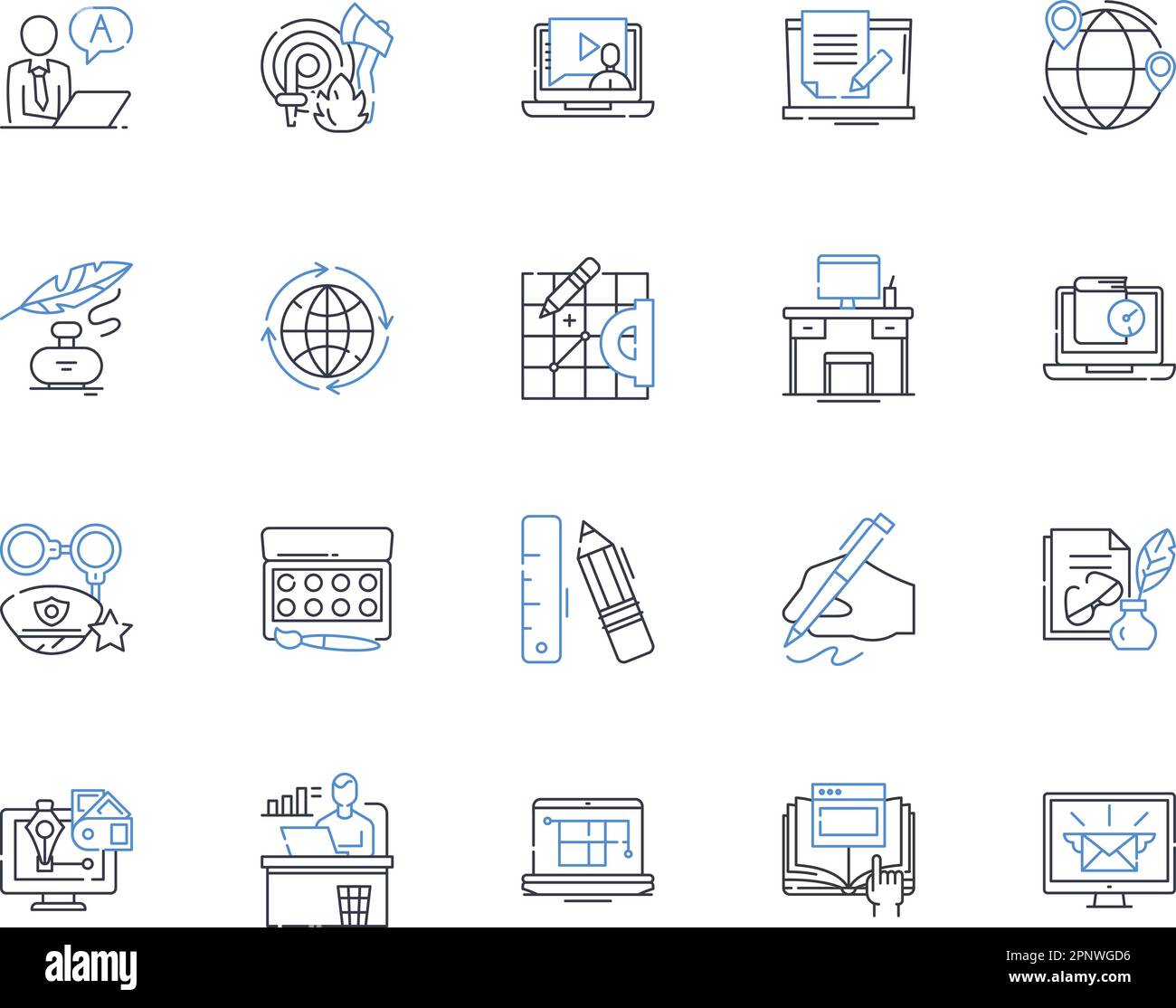 Digital nomad line icons collection. emote, travel, freedom, location ...