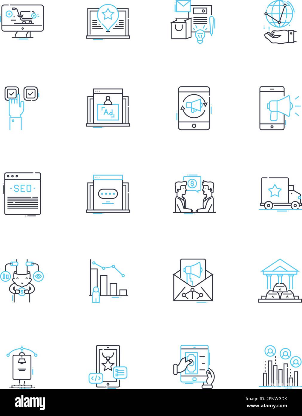 Marketing strategy linear icons set. Positioning, Segmentation ... Marketing strategy linear icons set. Positioning, Segmentation ...