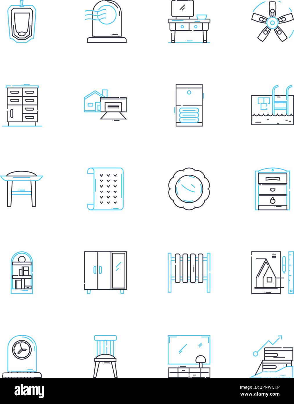 Shelving linear icons set. Storage, Organization, Display, Adjustable ...