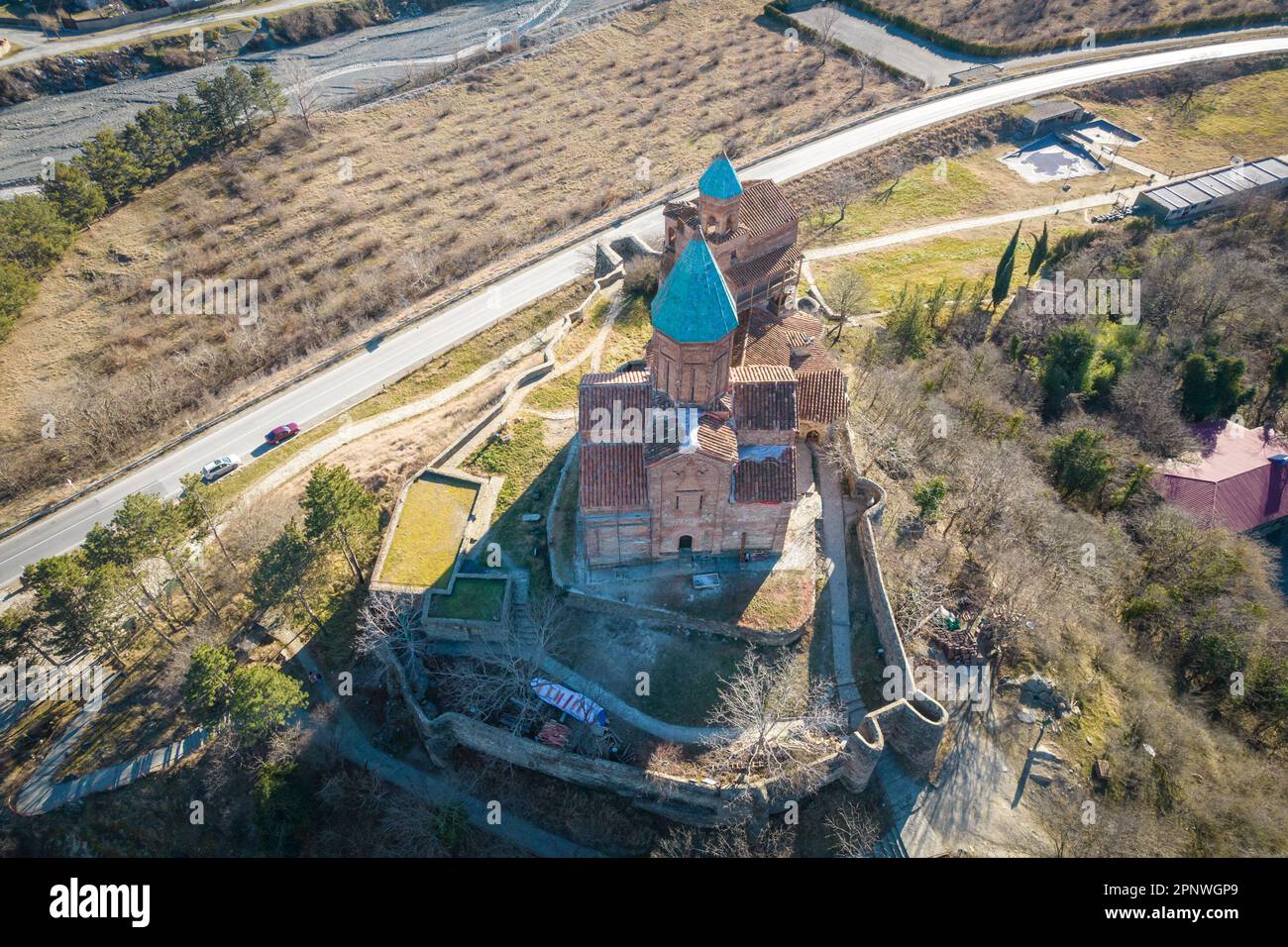 Aerial view of Gremi fortress on the hill, famous sight in Georgia ...