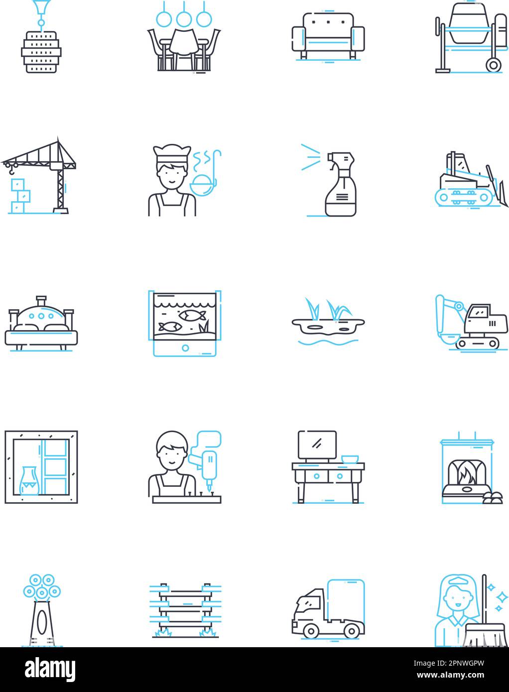 Domicile linear icons set. Residence, Home, Abode, Housing, Dwelling ...