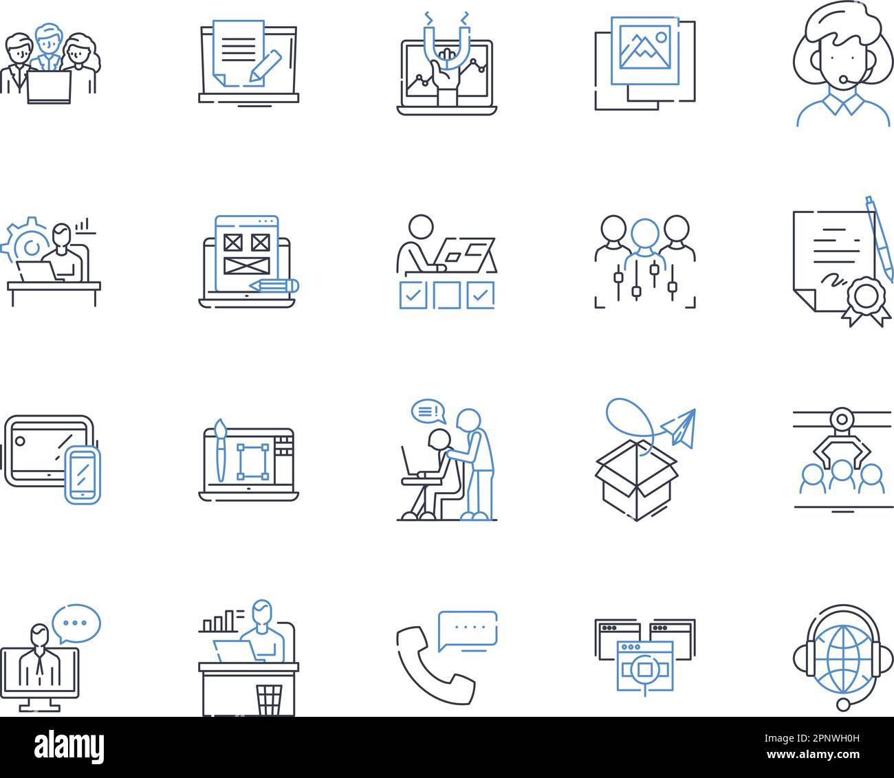 Collaborative work line icons collection. Synergy, Partnership ... Collaborative work line icons collection. Synergy, Partnership ...