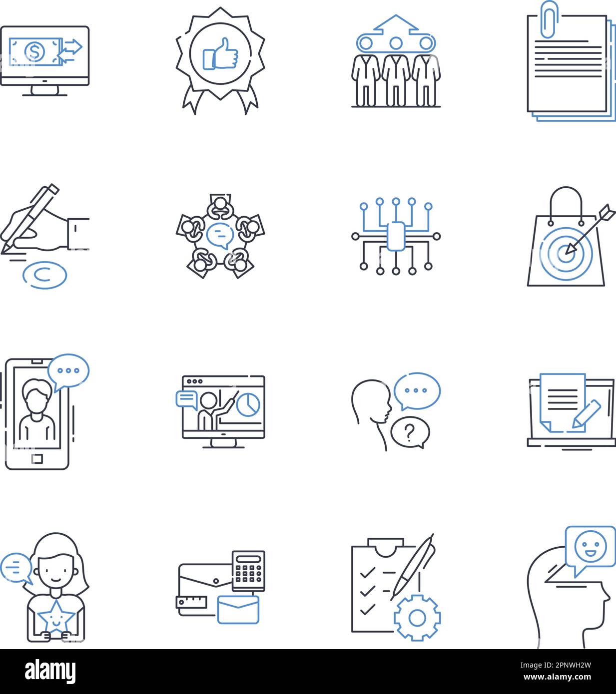 Enterprise relationships line icons collection. Collaboration ...