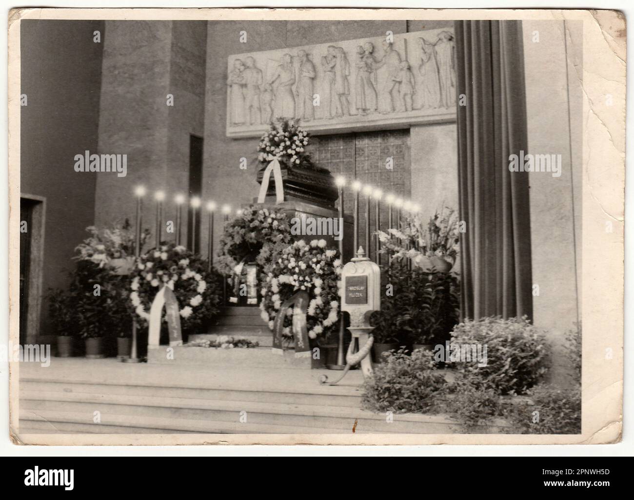 Vintage photo shows funeral service Stock Photo - Alamy