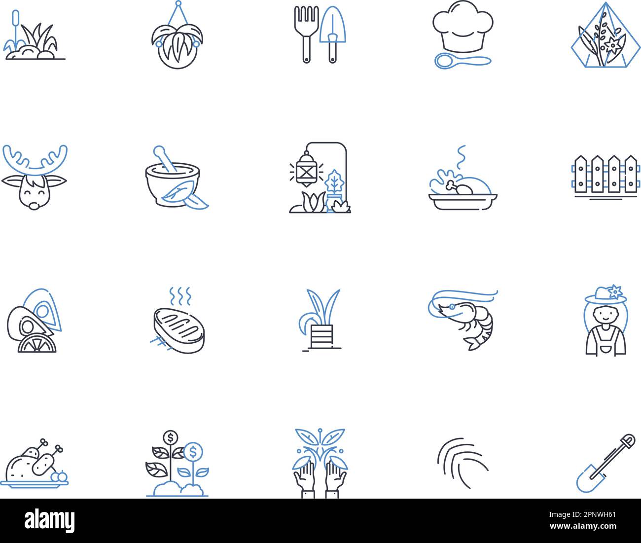 Sustainable farming line icons collection. Agroecology, Composting ...