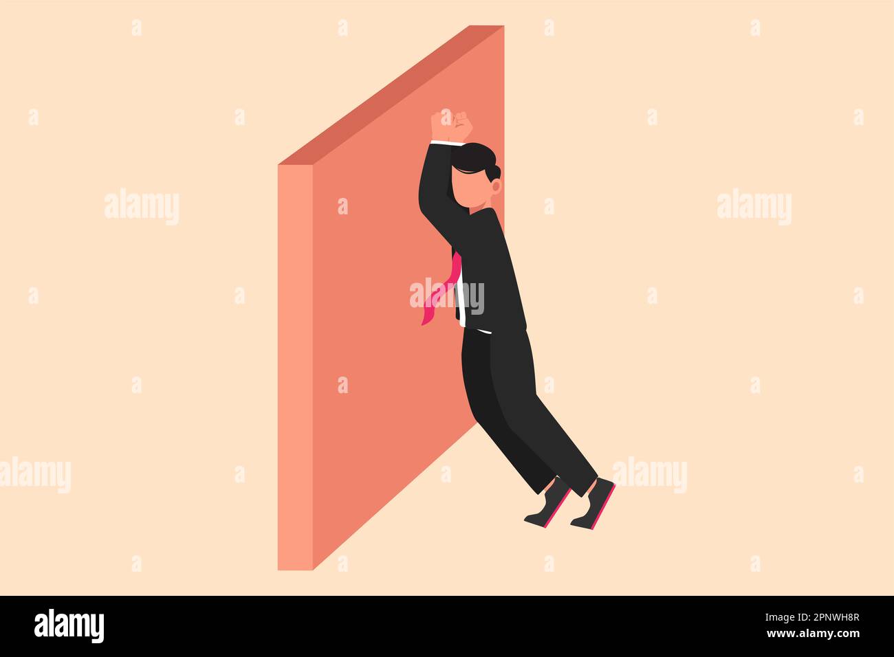 Business flat cartoon style drawing depressed businessman wailing on ...