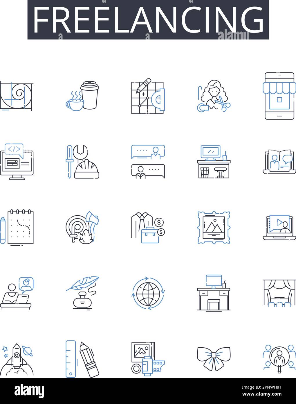 Freelancing line icons collection. Innovation, Creativity ...