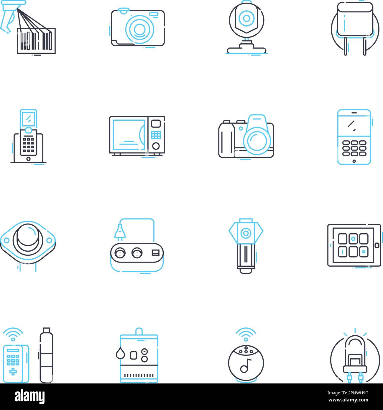 Electronic integration linear icons set. Technology, Connectivity ...