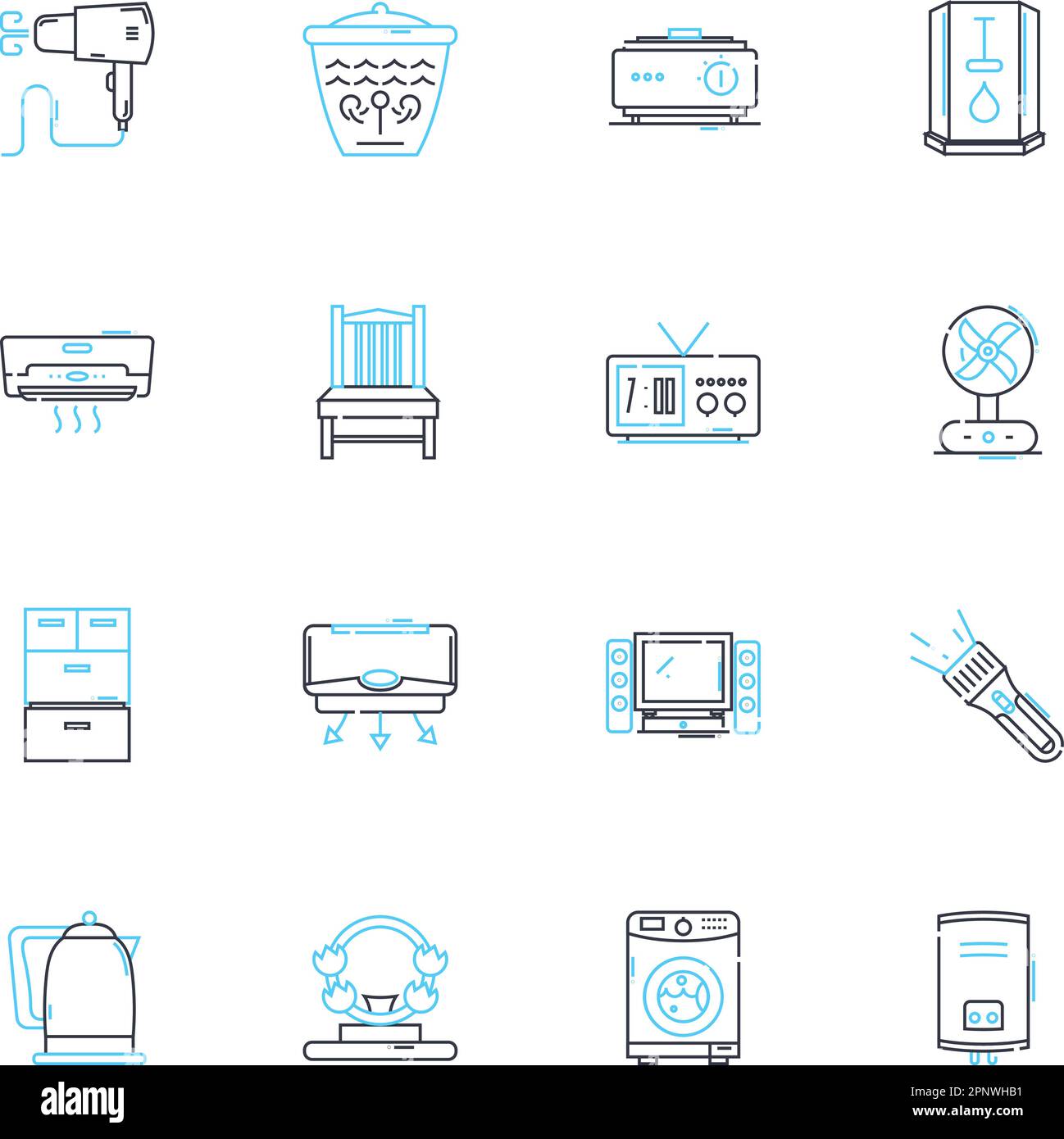 Smart devices linear icons set. Innovation, Efficiency, Connectedness, Intelligence, Automation ...