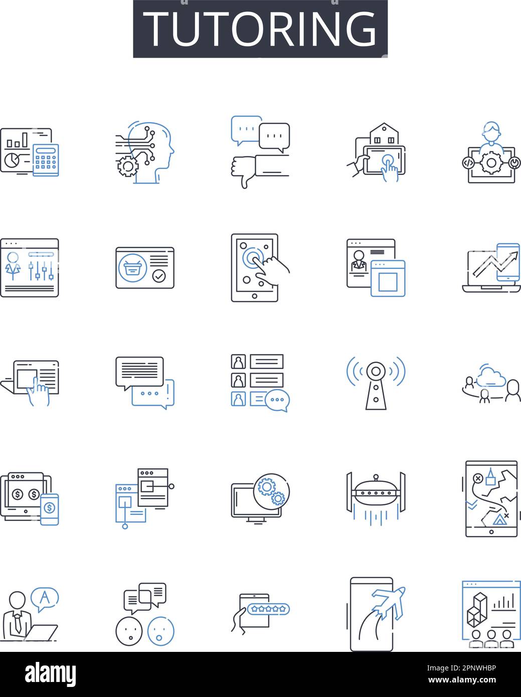 Tutoring line icons collection. Coaching, Mentoring, Advising ... Tutoring line icons collection. Coaching, Mentoring, Advising ...