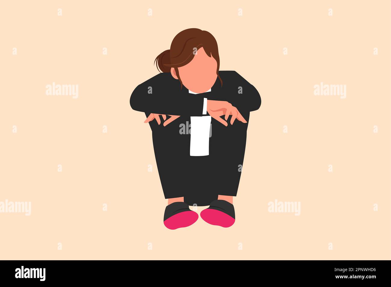 Business flat cartoon style drawing depressed businesswoman sadness ...