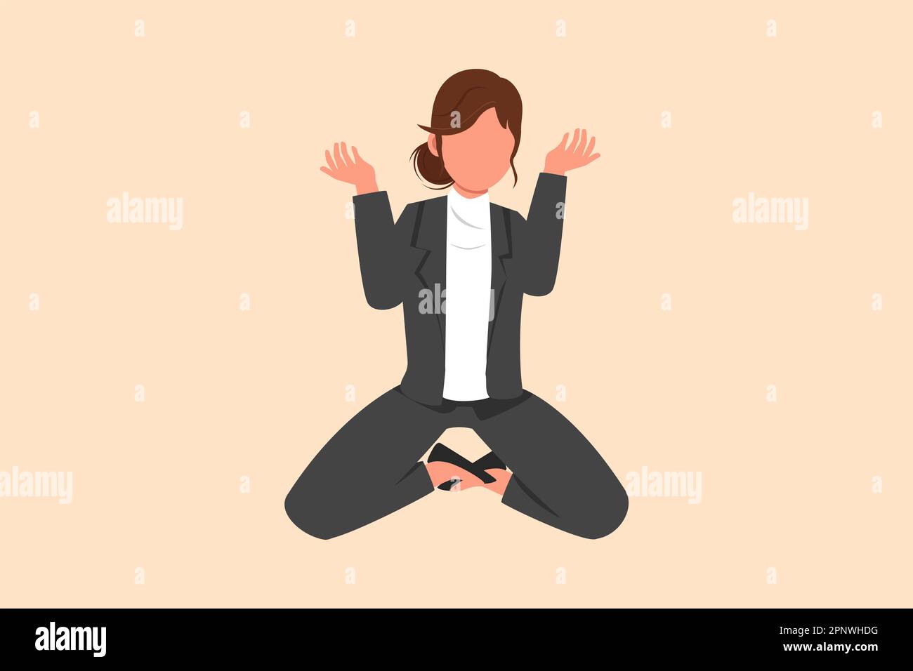 Business flat cartoon drawing depressed businesswoman despair suffer ...