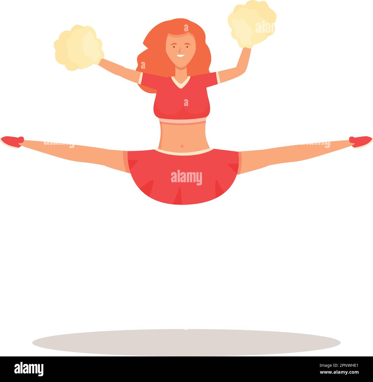 Fitness jump icon cartoon vector. Girl cheer leader. Dancer woman Stock ...