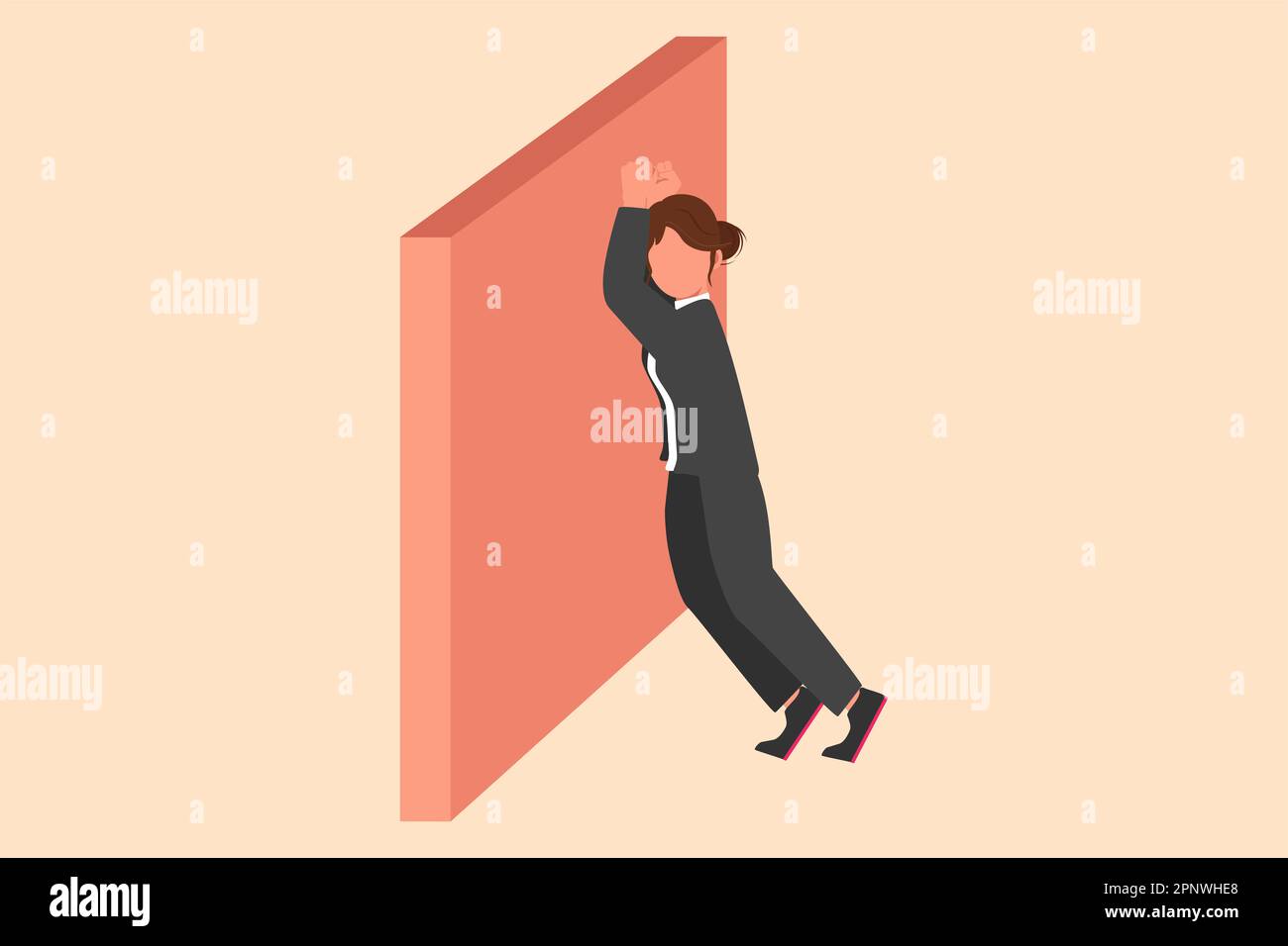 Business design drawing depressed young businesswoman wailing on the ...