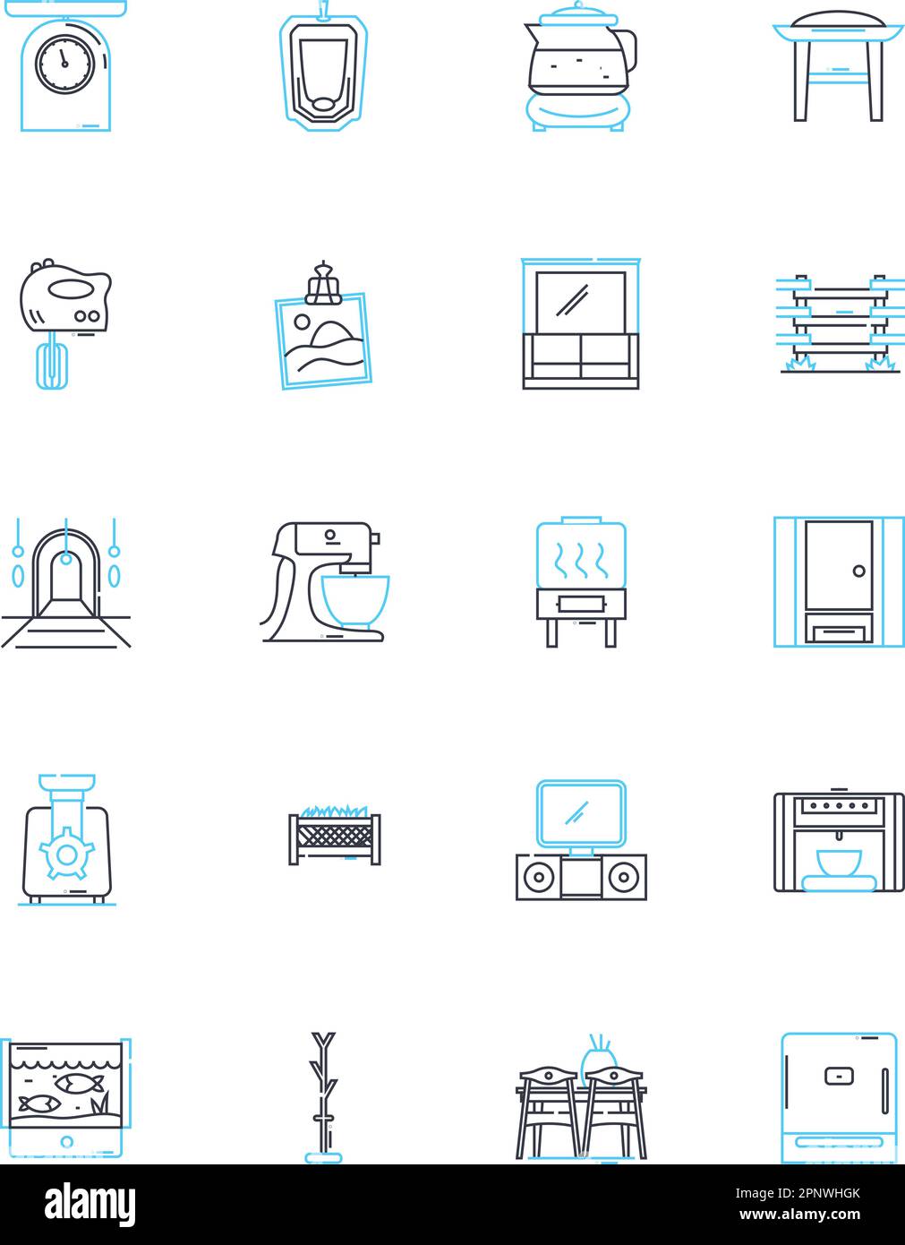 Industrial chic linear icons set. Rustic, Metal, Vintage, Iron ...