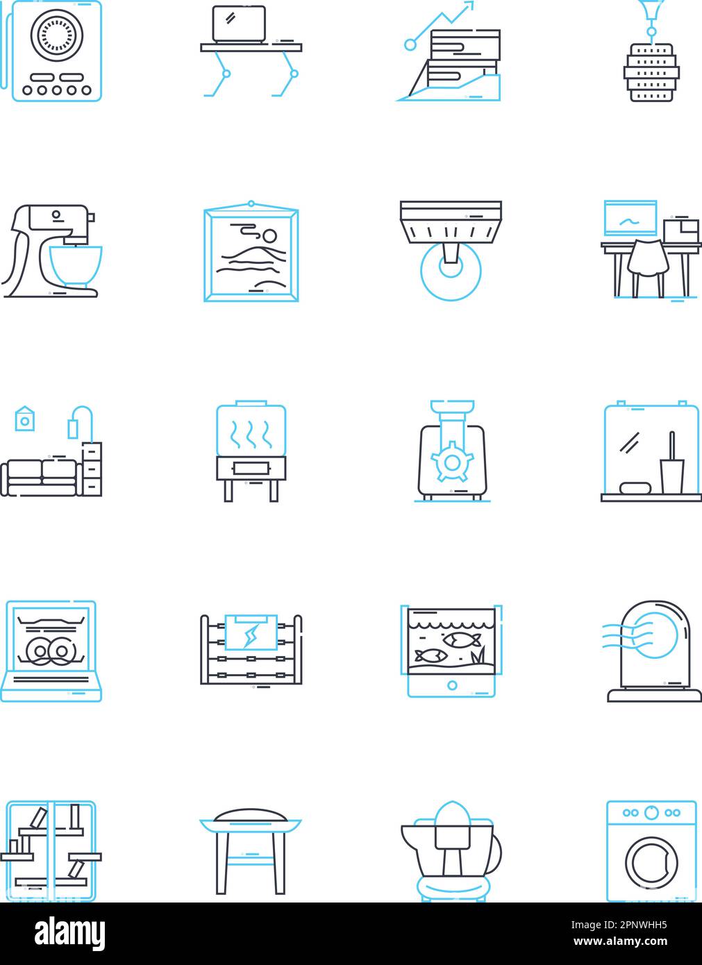 Interior styling hub linear icons set. Design, Decor, Furnishings ...