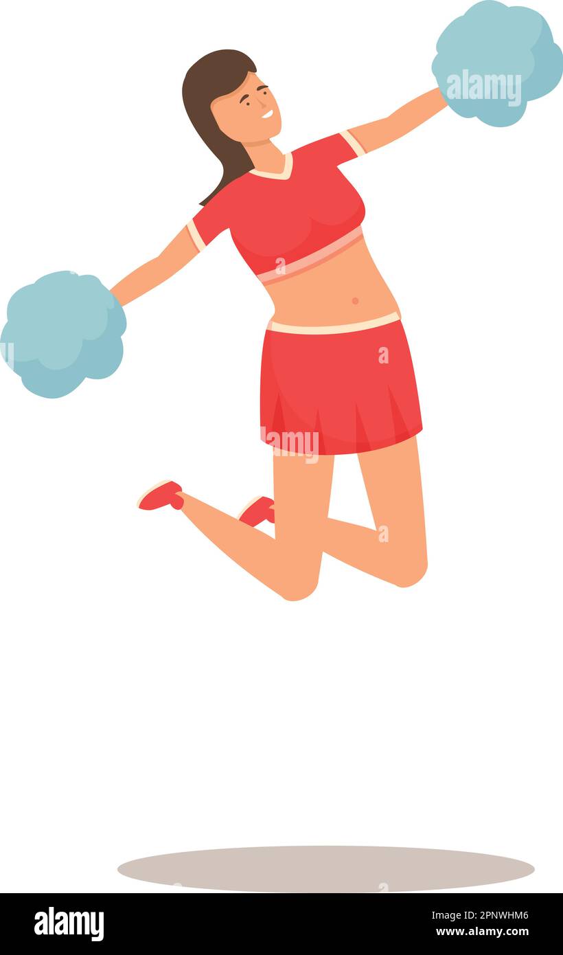 Cheerleader jump icon cartoon vector. Pom leader. Woman team Stock ...