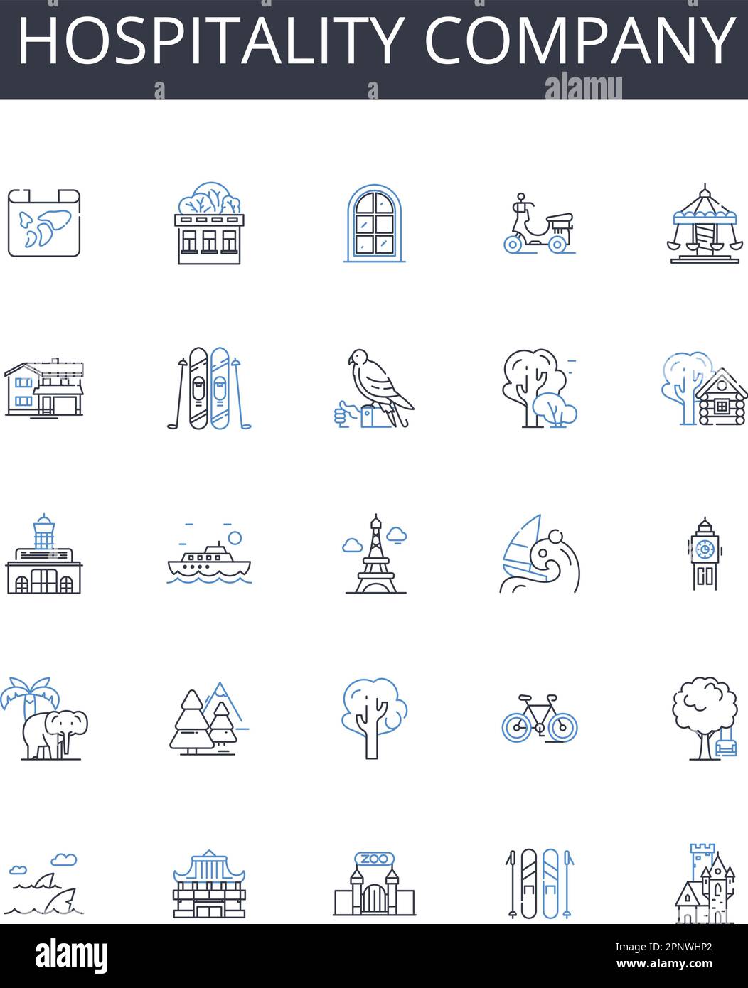 Hospitality company line icons collection. Administration ...