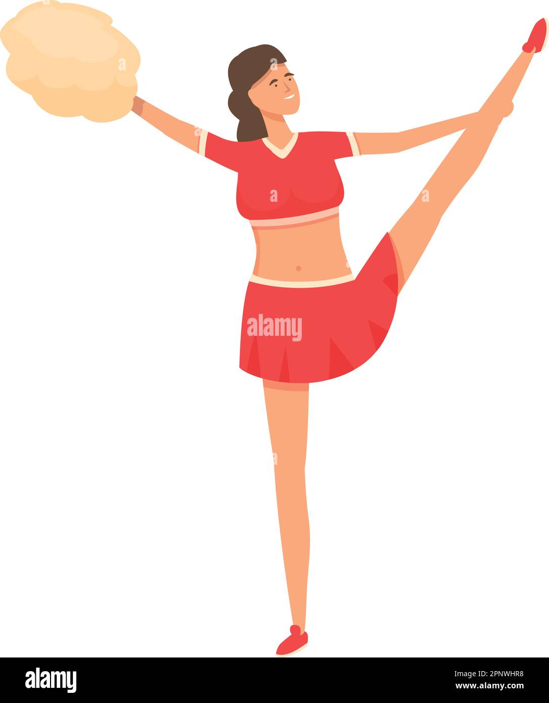 Stretch cheerleader icon cartoon vector. Pom cheer girl. Woman team ...