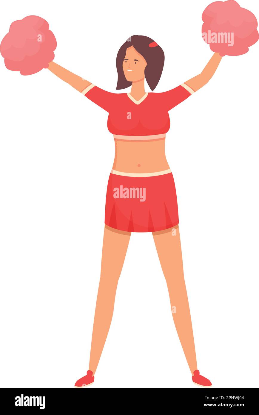 Cute fitness girl icon cartoon vector. Pom cheer leader. Dancer team ...