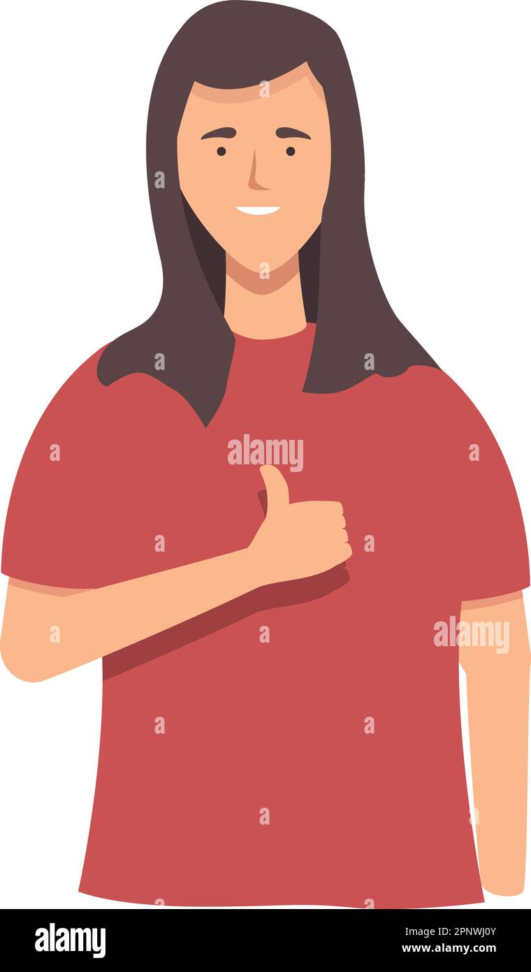 Girl thumb up icon cartoon vector. Person hello. Hand greeting Stock ...