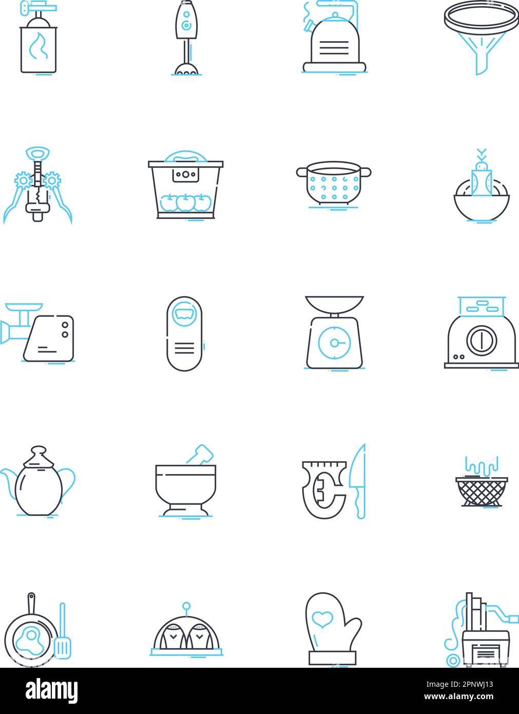 Pantry linear icons set. Storage, Organization, Shelves, Supplies, Food ...