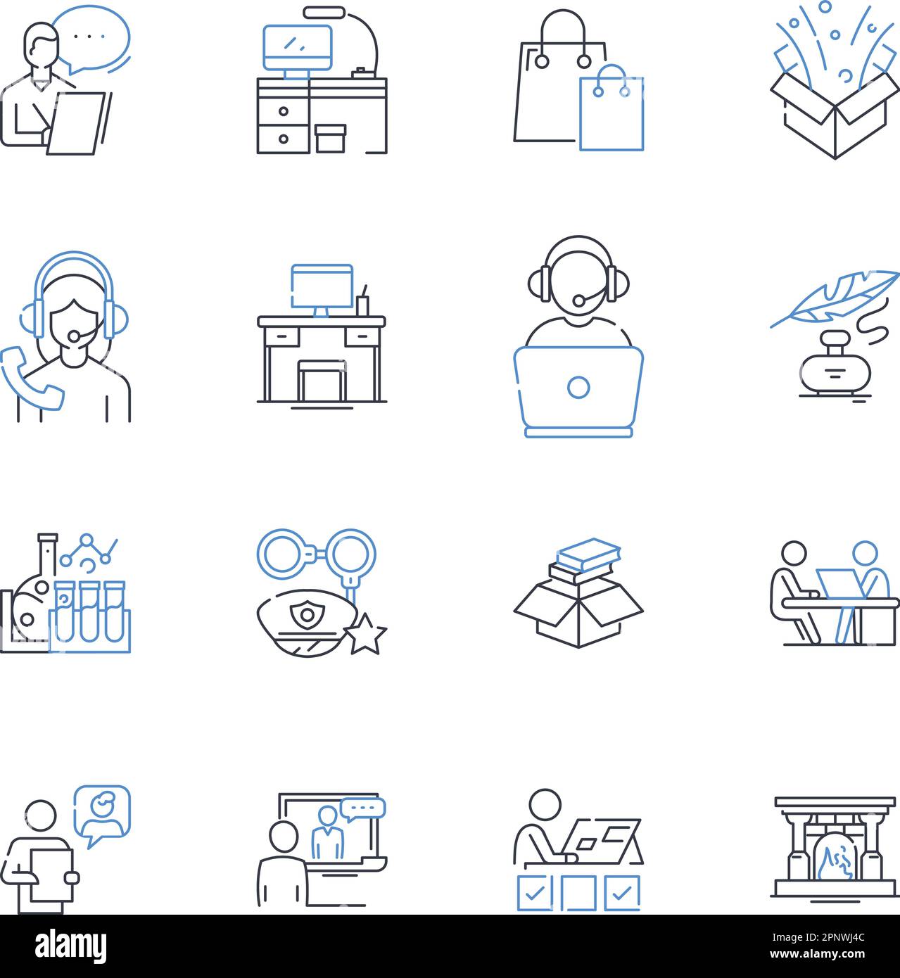 Skill-based work line icons collection. Expertise, Proficiency ...