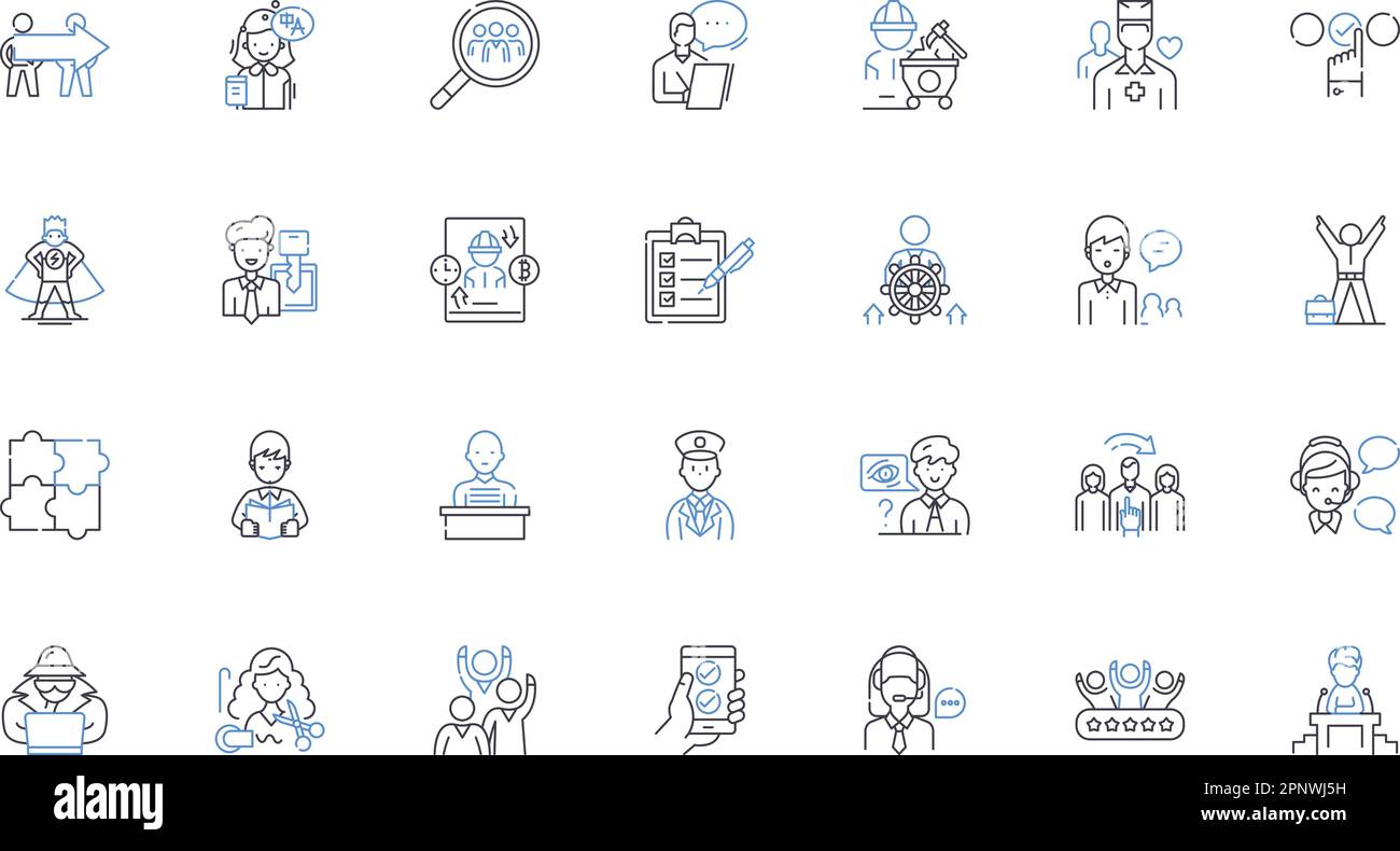 Coordinating Team Line Icons Collection Eadership Communication Planning Collaboration