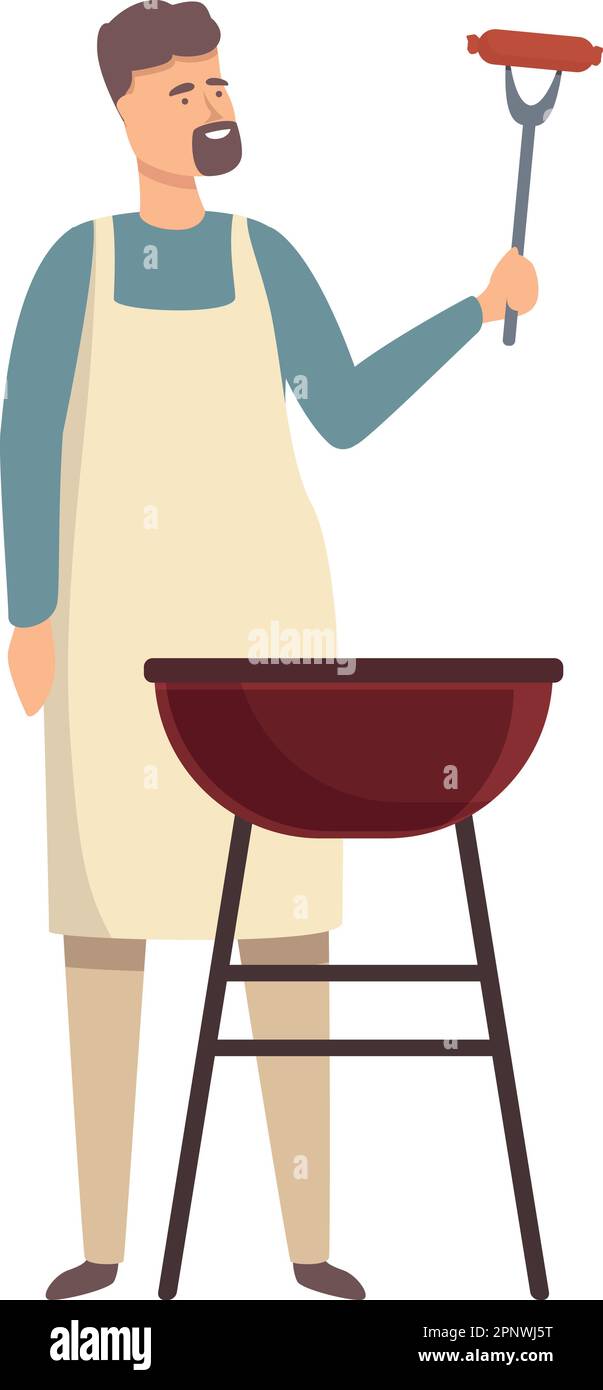 Bbq cooking icon cartoon vector. Family cook. Home dinner Stock Vector ...
