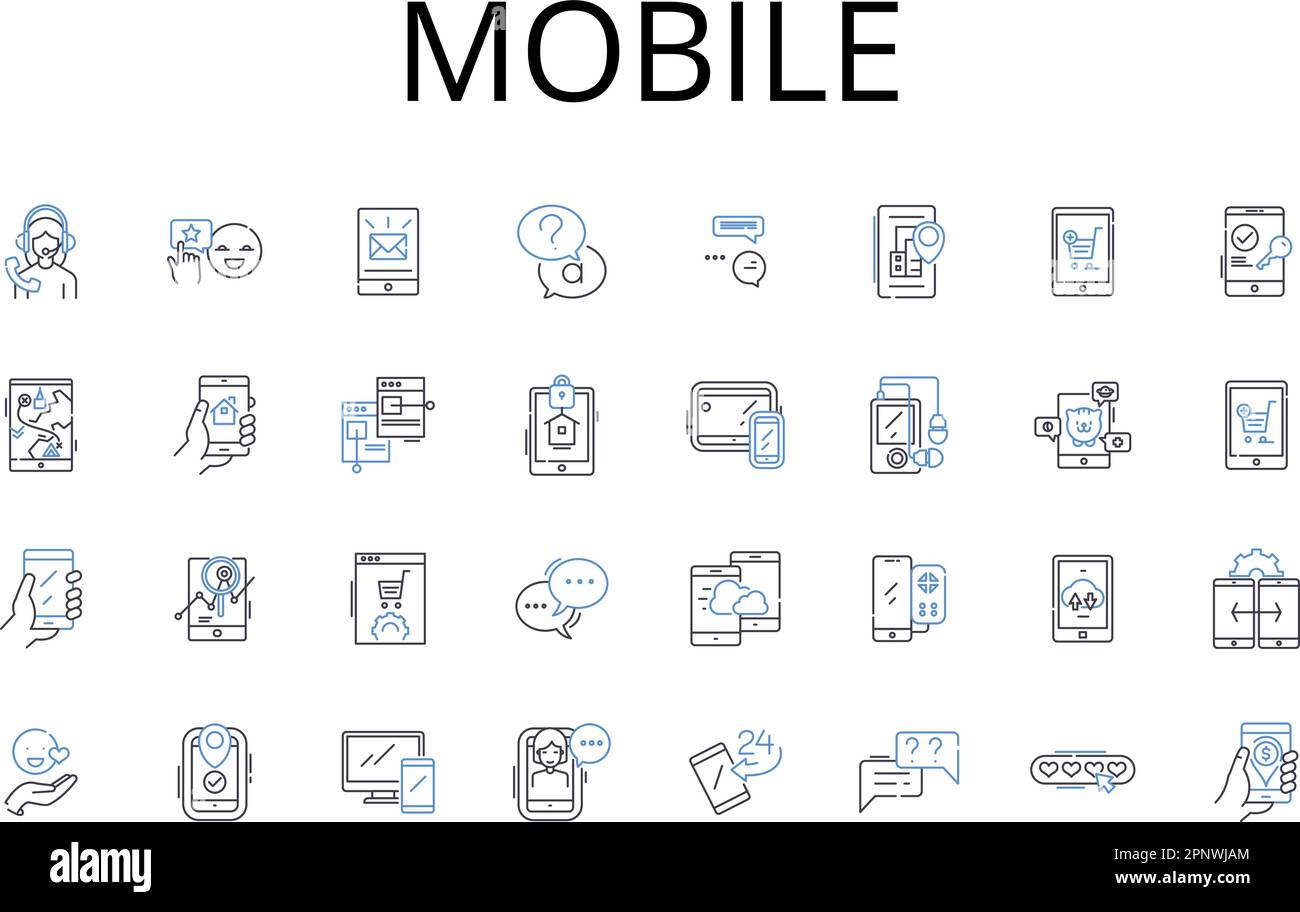 Mobile Line Icons Collection Cellular Handheld Wireless Portable Compact Pocket Sized