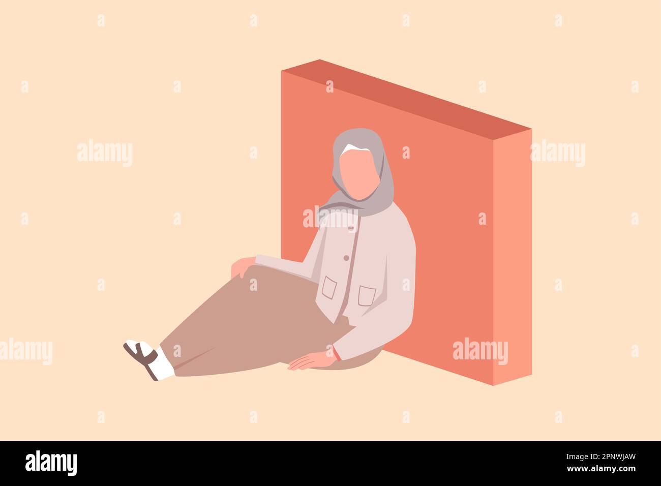 Business design drawing depressed Arab businesswoman sitting in despair ...