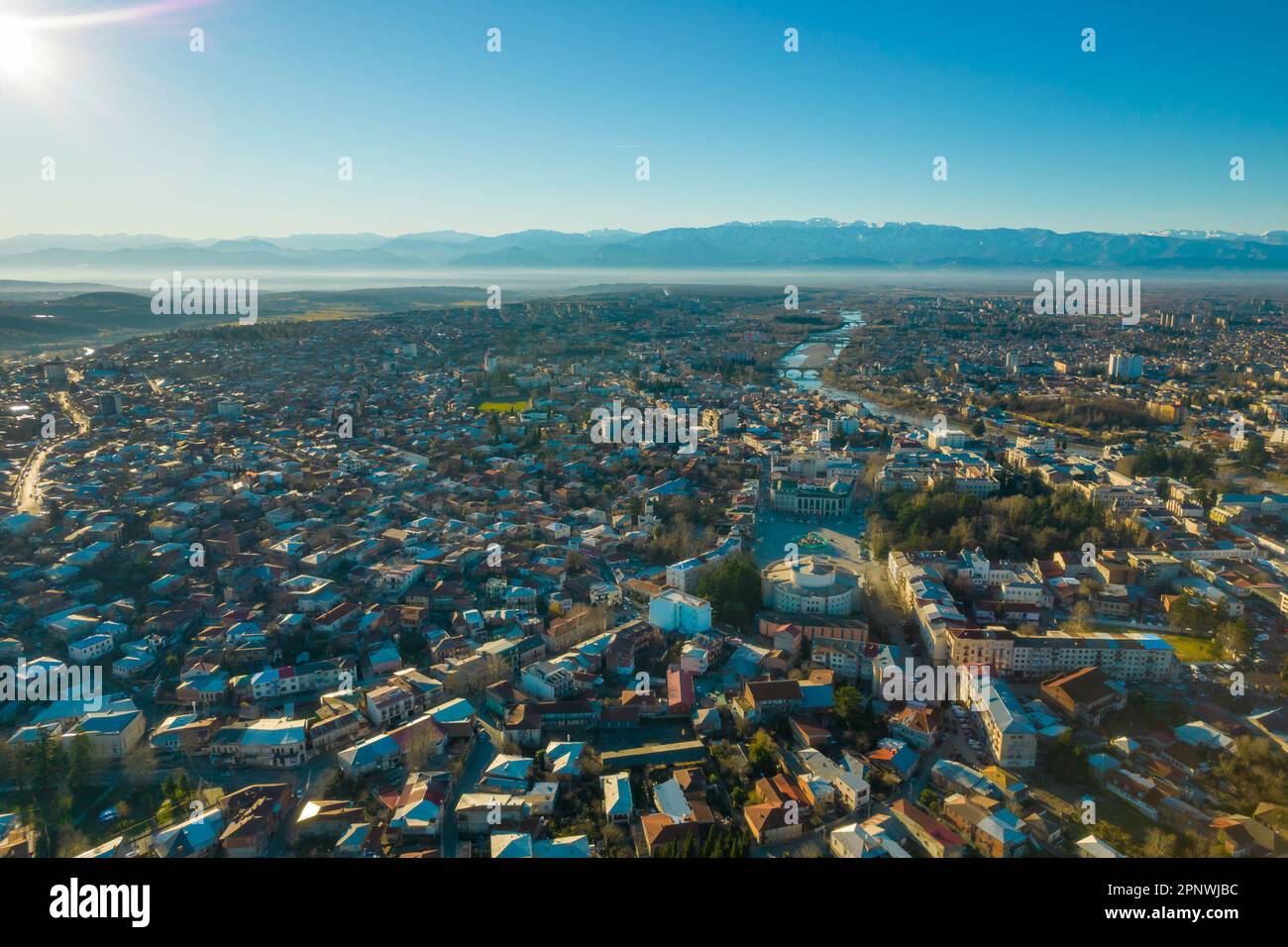 Aerial view of Kutaisi, one of the biggest cities and touristic ...