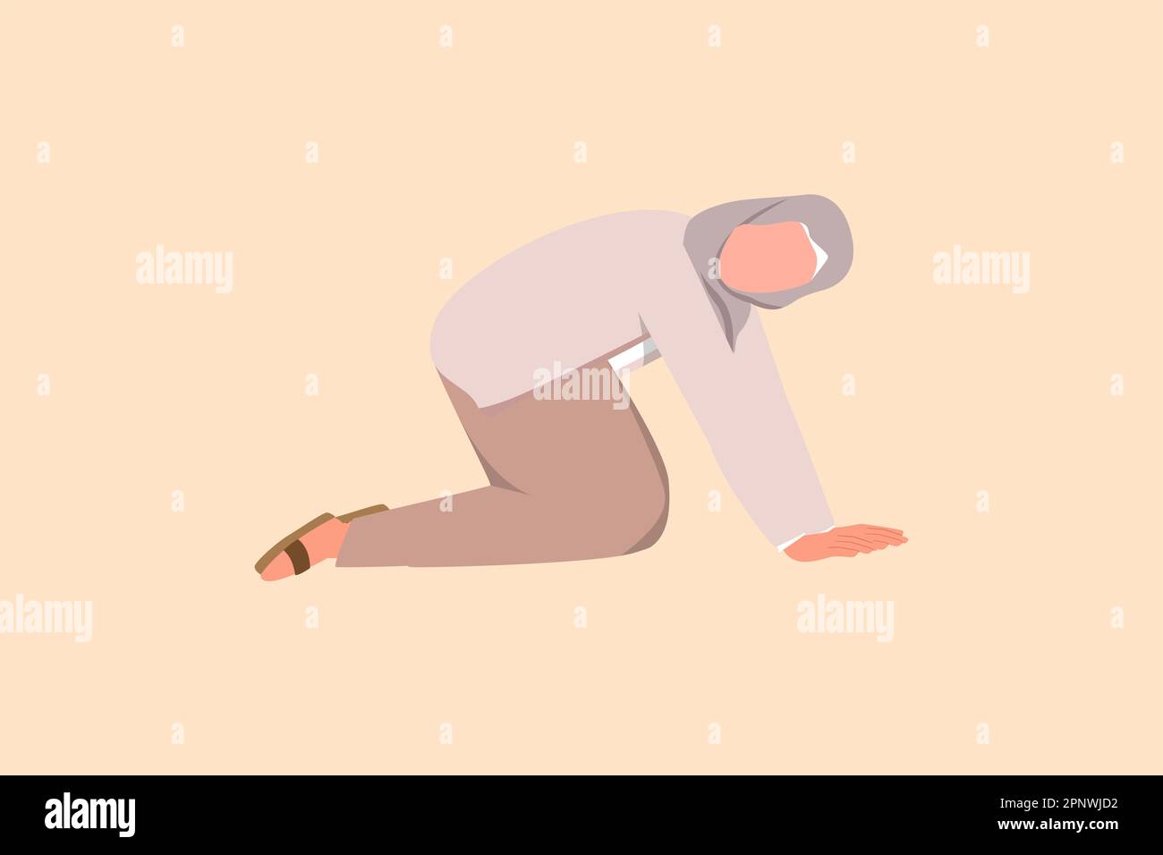 Business flat cartoon style drawing depressed Arab businesswoman ...