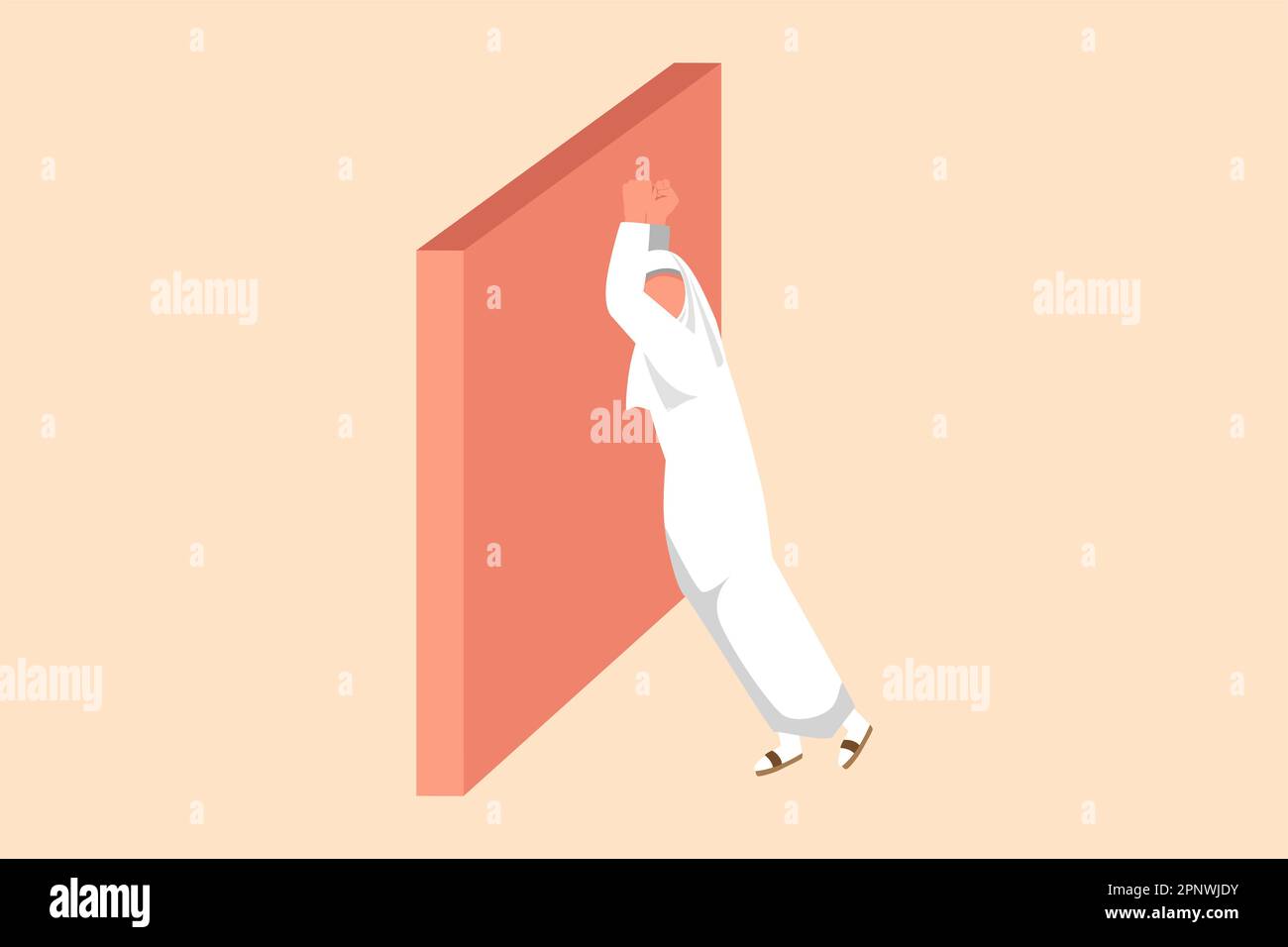 Business flat cartoon style drawing depressed Arab businesswoman ...